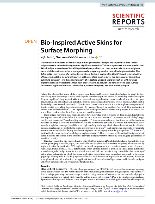 (PDF) Bio-Inspired Active Skins for Surface Morphing