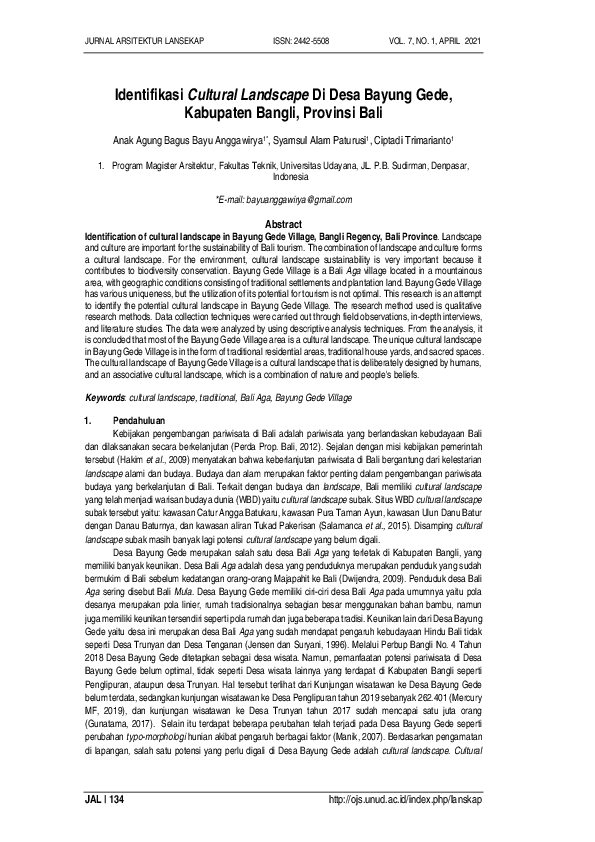 (PDF) Identifikasi cultural landscape di Desa Bayung Gede, Kabupaten ...