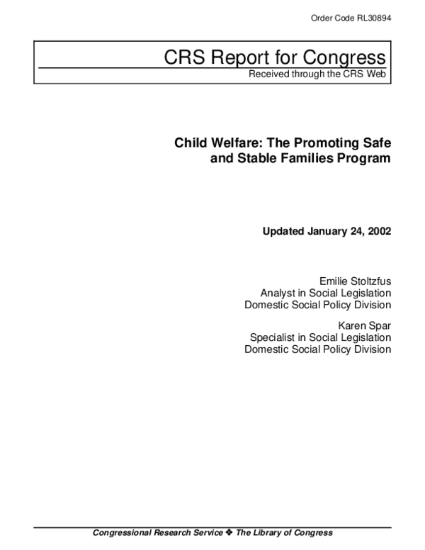 (PDF) Child Welfare: The Promoting Safe and Stable Families Program
