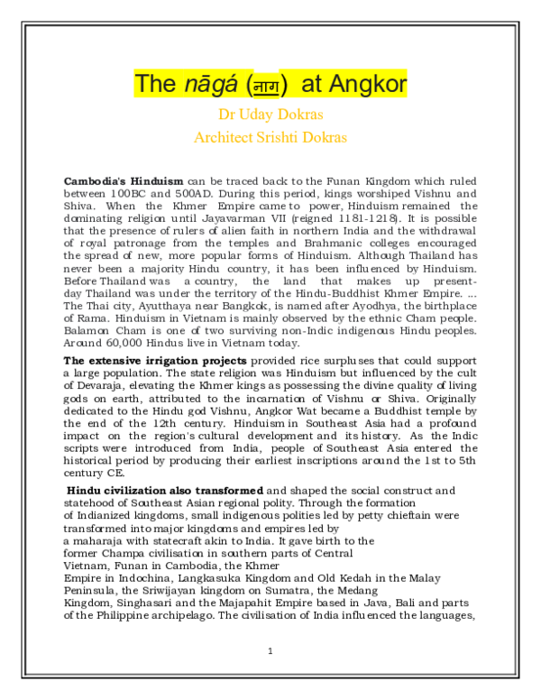 (DOC) The naga at ANGKOR (Snakes in the Khmer Plane)
