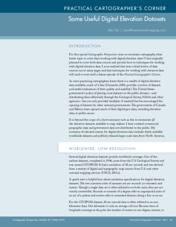 (PDF) Some Useful Digital Elevation Datasets