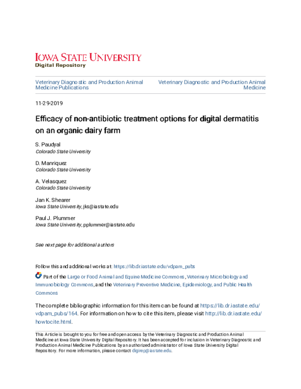 (PDF) Efficacy of non-antibiotic treatment options for digital ...