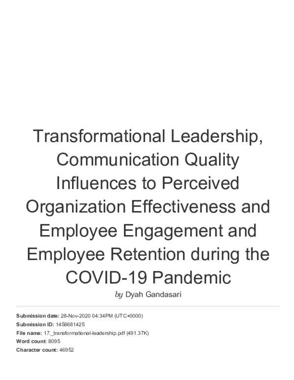 (PDF) Transformational Leadership, Communication Quality Influences to Perceived Organization ...