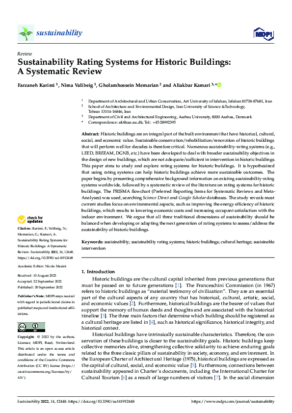(PDF) Sustainability Rating Systems for Historic Buildings: A ...