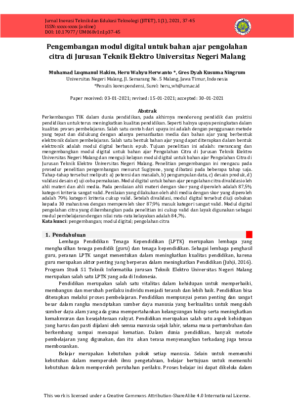 (PDF) Pengembangan modul digital untuk bahan ajar pengolahan citra di ...