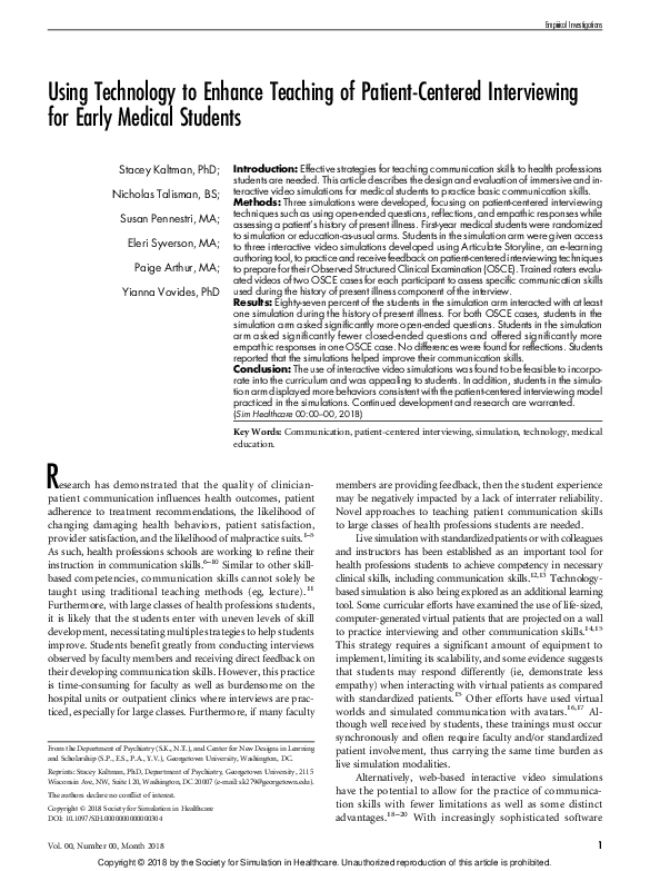(PDF) Using Technology to Enhance Teaching of Patient-Centered ...