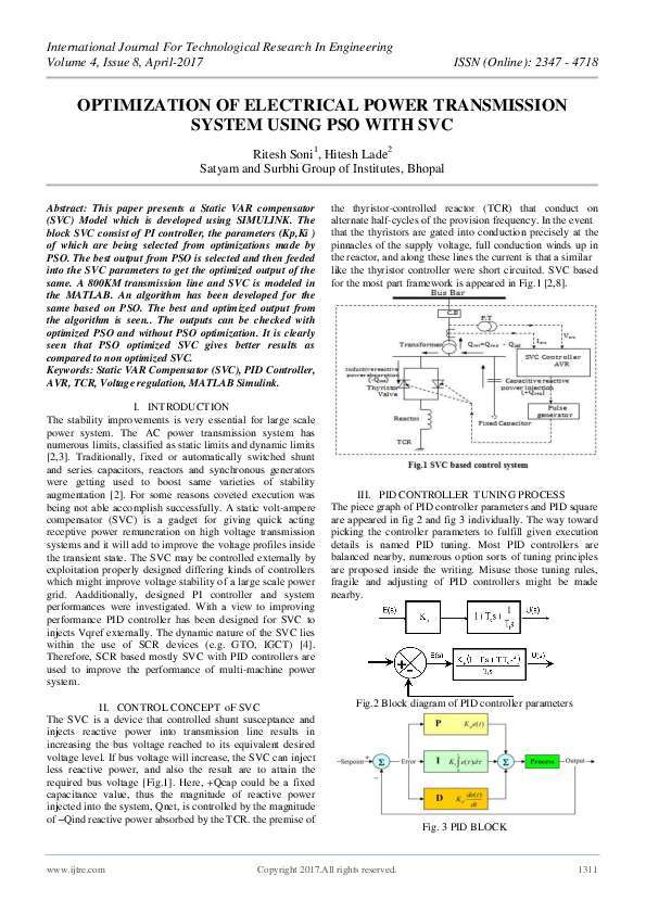 (PDF) Optimization of Electrical Power Transmission System Using Pso with SVC