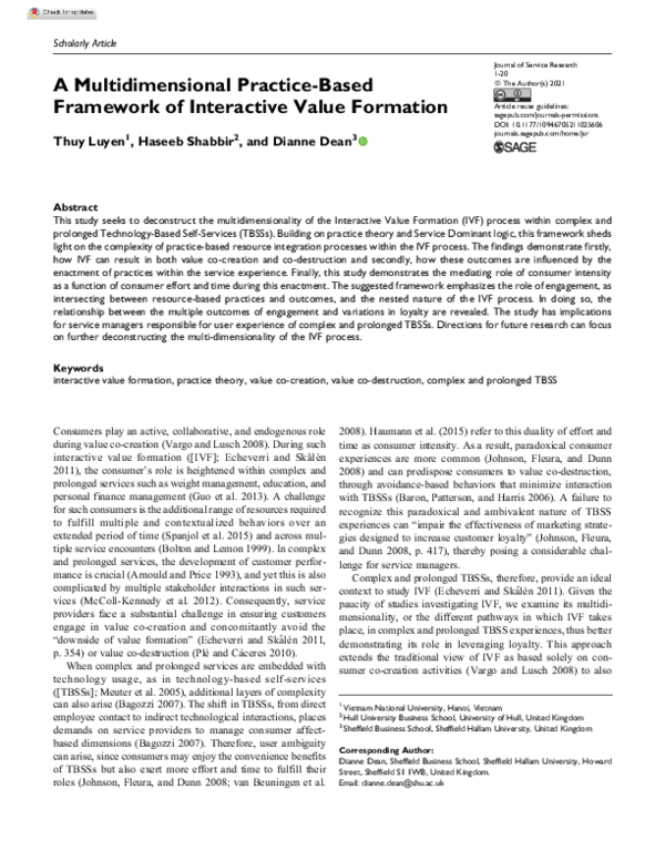 (PDF) A Multidimensional Practice-Based Framework of Interactive Value ...