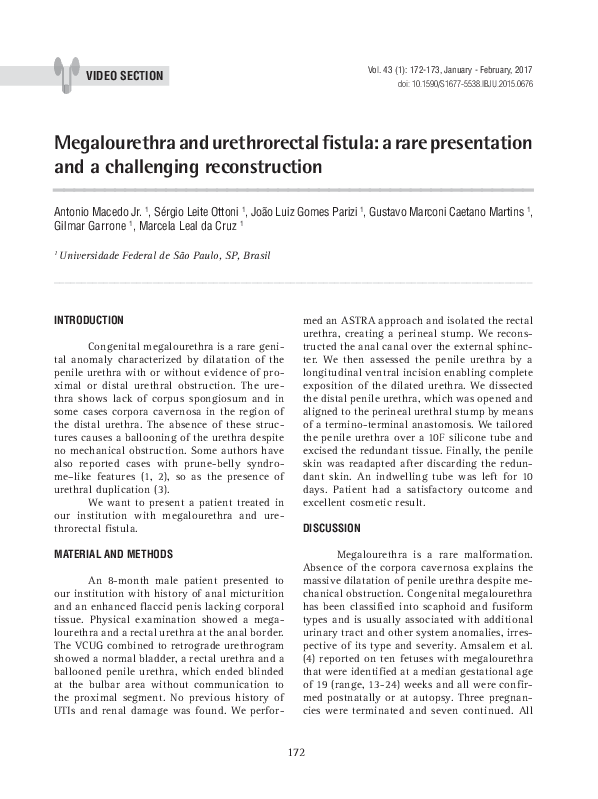 (PDF) Megalourethra and urethrorectal fistula: a rare presentation and ...