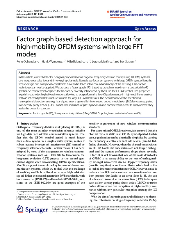 Pdf Factor Graph Based Detection Approach For High Mobility Ofdm Systems With Large Fft Modes