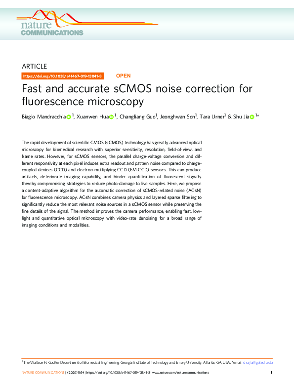 (PDF) Fast and accurate sCMOS noise correction for fluorescence microscopy