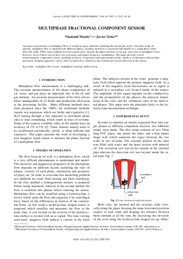 (PDF) Multiphase Fractional Component Sensor | Vlastimil Masek ...