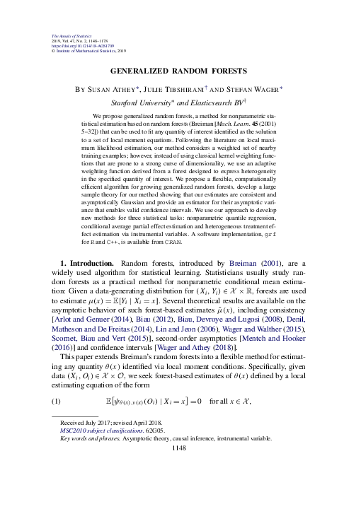 (PDF) Generalized random forests
