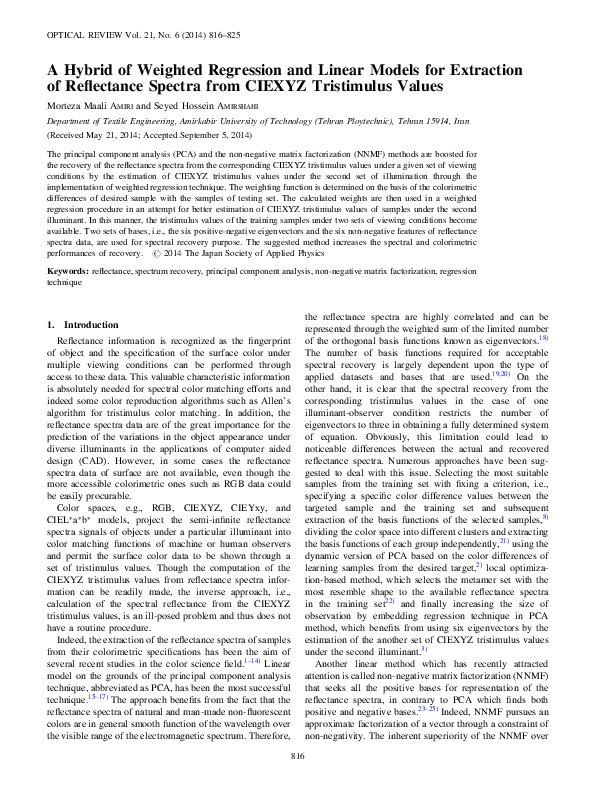 (PDF) A hybrid of weighted regression and linear models for extraction ...