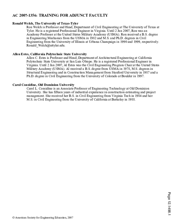 (PDF) Training For Adjunct Faculty