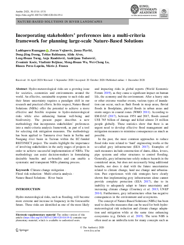 (PDF) Incorporating stakeholders’ preferences into a multi-criteria framework for planning large ...