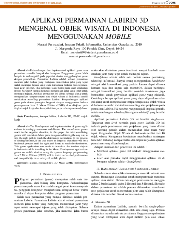 (PDF) Aplikasi Permainan Labirin 3d Mengenal Objek Wisata Di Indonesia ...