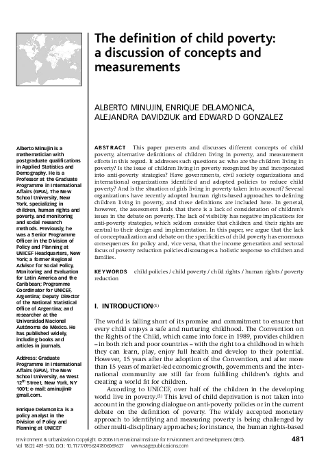 (PDF) The definition of child poverty: a discussion of concepts and ...