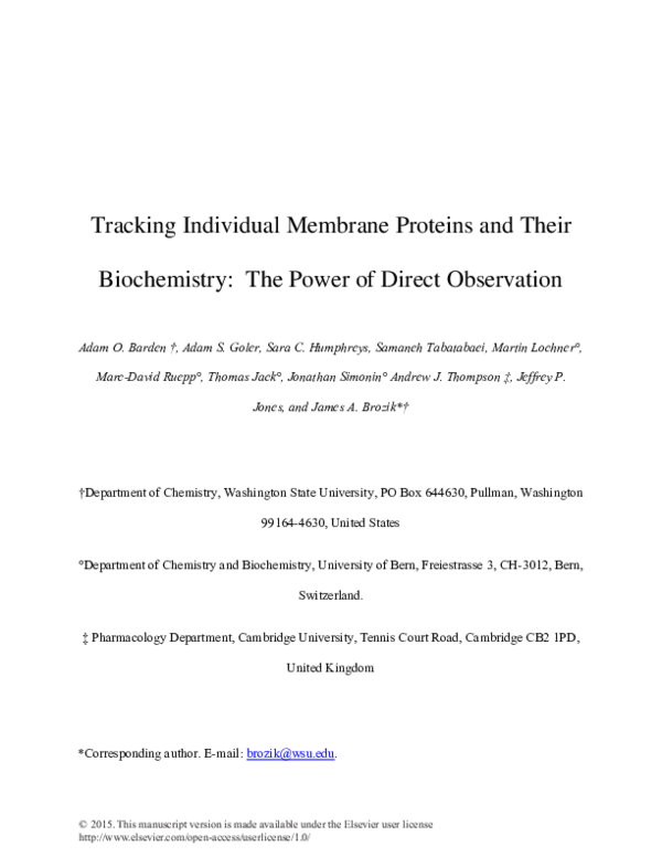 (PDF) Tracking individual membrane proteins and their biochemistry: The ...