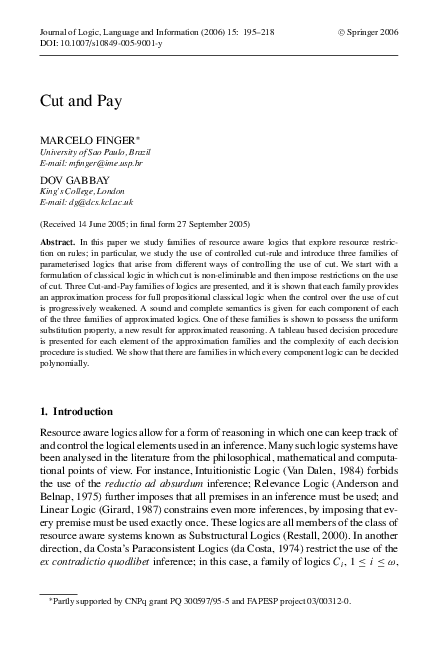 (PDF) Cut and Pay | Marcelo Finger - Academia.edu