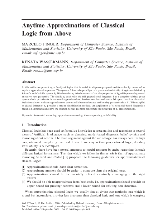 (PDF) Anytime Approximations of Classical Logic from Above | Marcelo ...