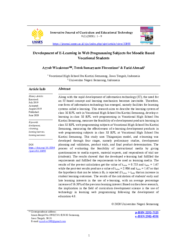 Pdf Development Of E Learning In Web Programming Subjects For Moodle