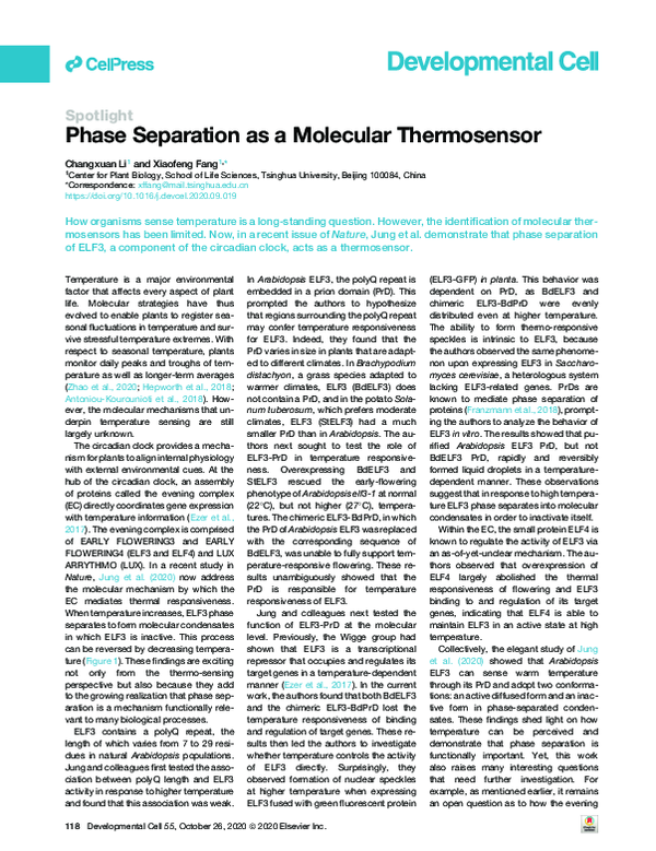 (PDF) Phase Separation as a Molecular Thermosensor