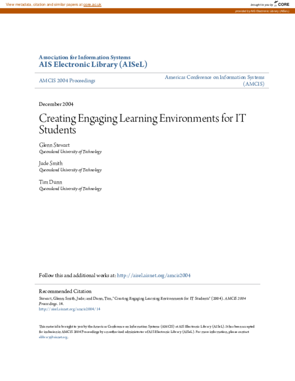 (PDF) Creating Engaging Learning Environments for IT Students