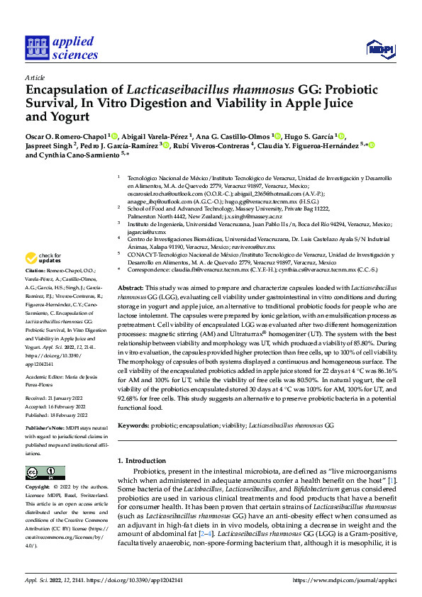 (PDF) Encapsulation of Lacticaseibacillus rhamnosus GG: Probiotic ...