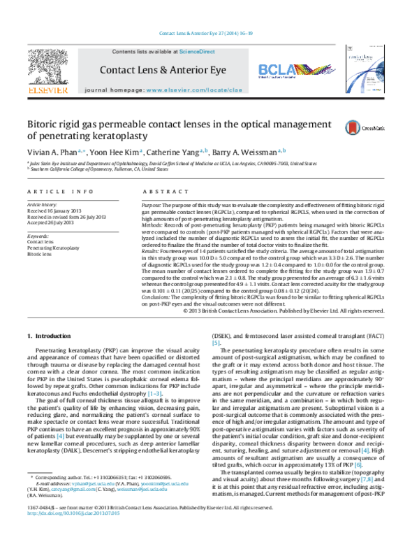 (PDF) Bitoric rigid gas permeable contact lenses in the optical ...