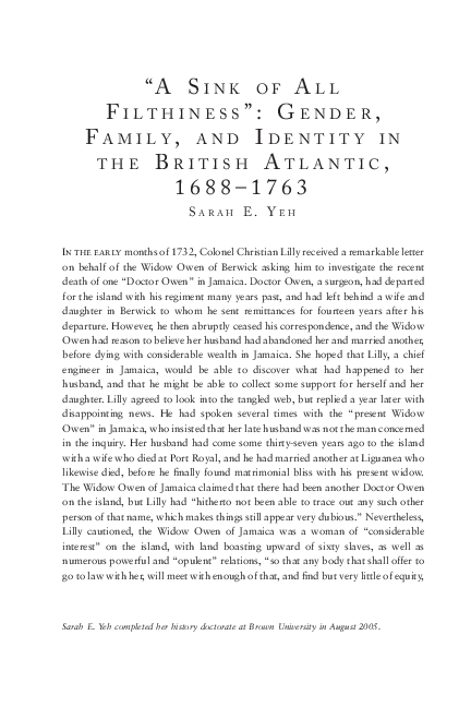 (PDF) A Sink of All Filthiness": Gender, Family, and Identity in the ...
