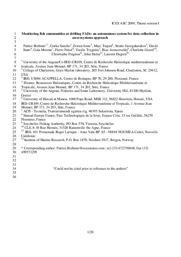 (PDF) Autonomous Monitoring of Fish at Drifting FADs