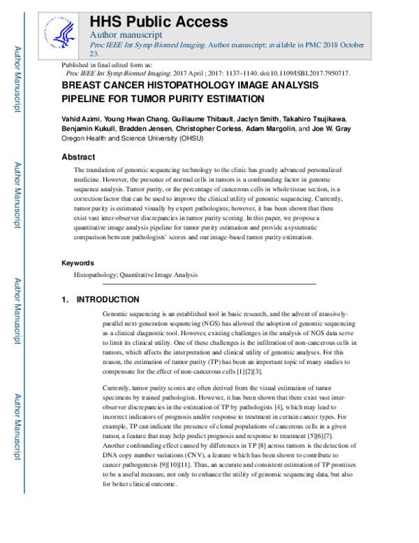 (PDF) Breast cancer histopathology image analysis pipeline for tumor ...