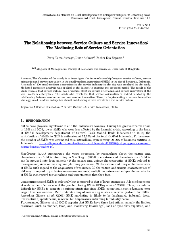 (PDF) The Relationship Between Service Culture and Service Innovation ...