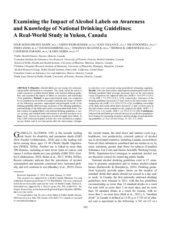 (PDF) Examining the Impact of Alcohol Labels on Awareness and Knowledge ...