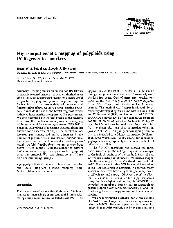 (PDF) High output genetic mapping of polyploids using PCR-generated markers
