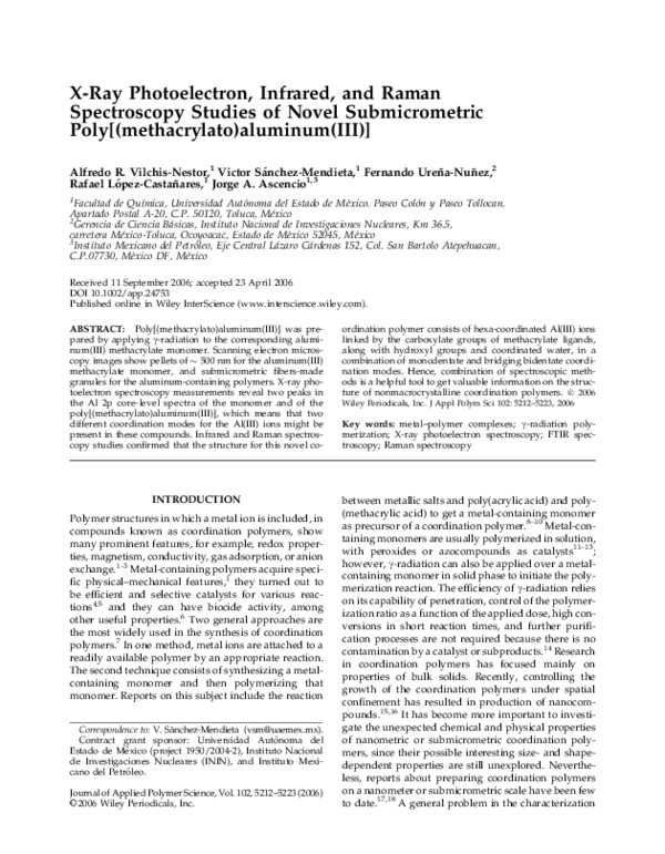 (PDF) X-ray photoelectron, infrared, and Raman spectroscopy studies of novel submicrometric poly ...