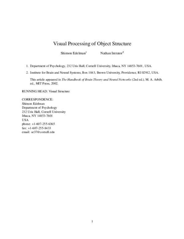 (PDF) RUNNING HEAD: Visual Structure CORRESPONDENCE