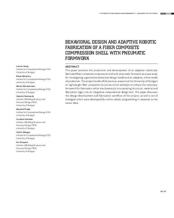 (PDF) Behavioral Design and Adaptive Robotic Fabrication of a Fiber ...