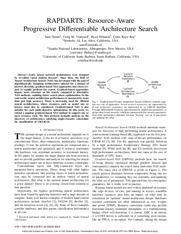 (PDF) RAPDARTS: Resource-Aware Progressive Differentiable Architecture Search