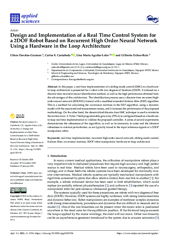 Pdf Design And Implementation Of A Real Time Control System For A 2dof Robot Based On