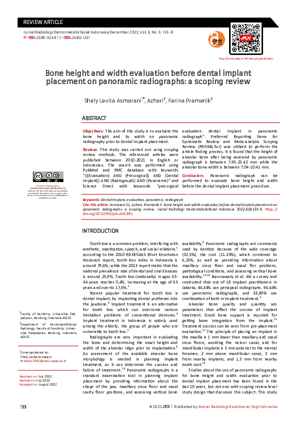 (PDF) Bone height and width evaluation before dental implant placement ...