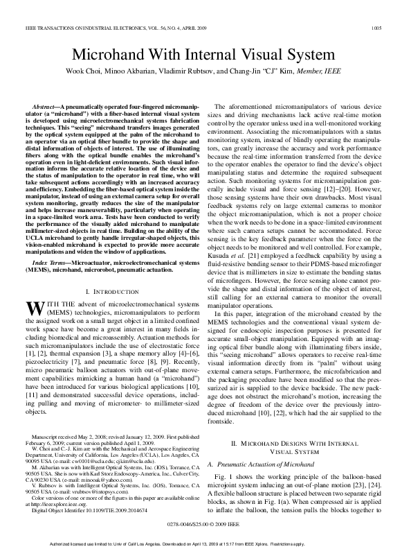 (PDF) Microhand With Internal Visual System