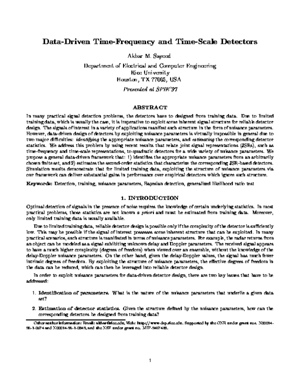 (PDF) Data-driven time-frequency and time-scale detectors (PDF) Data-driven time-frequency and time-scale detectors