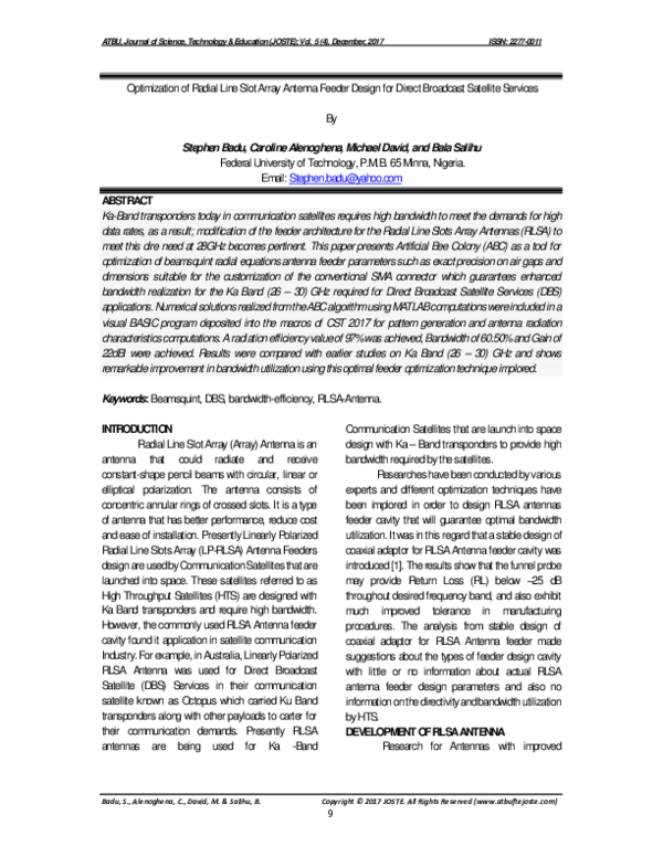 (PDF) Optimization of Radial Line Slot Array Antenna Feeder Design for ...