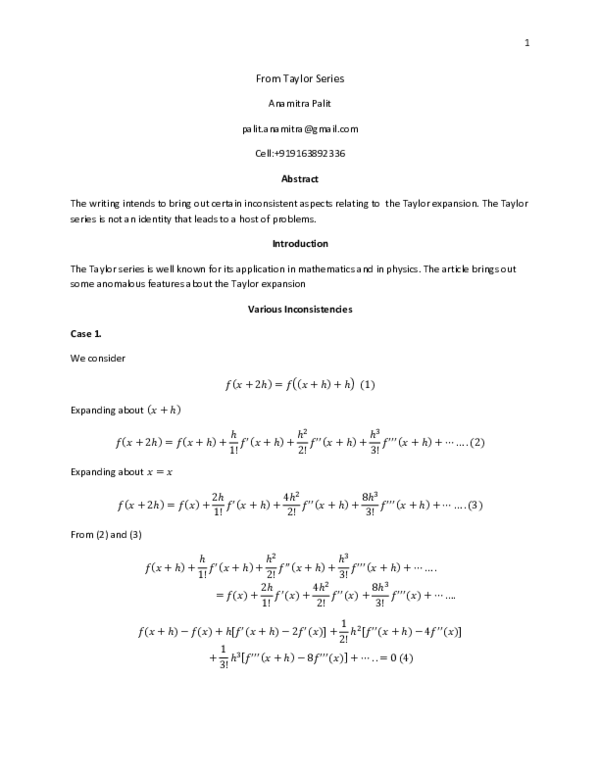 (PDF) Taylor series