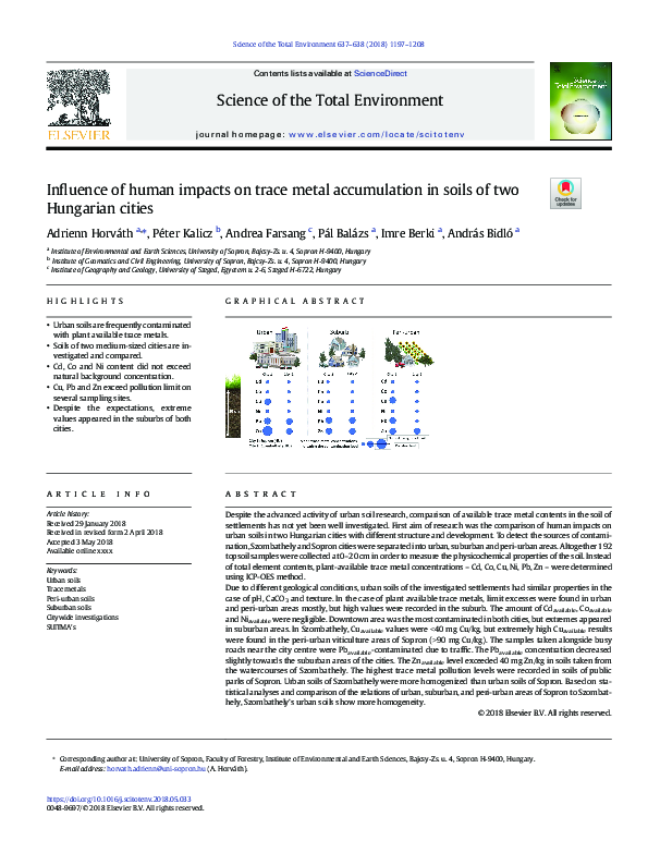 (PDF) Influence of human impacts on trace metal accumulation in soils ...