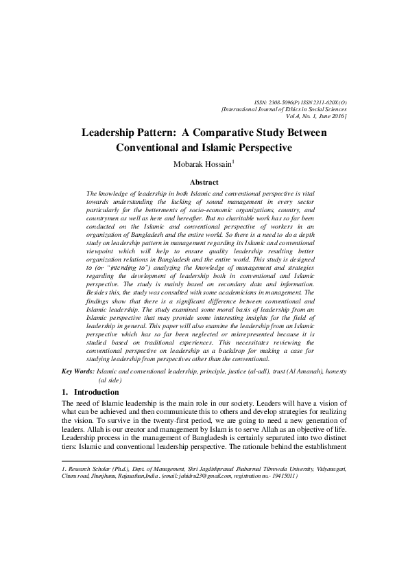 (PDF) Leadership Pattern : A Comparative Study Between Conventional and ...