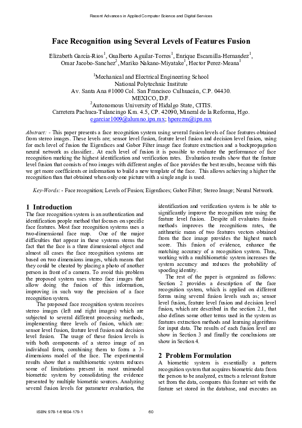 Pdf Face Recognition Using Several Levels Of Features Fusion