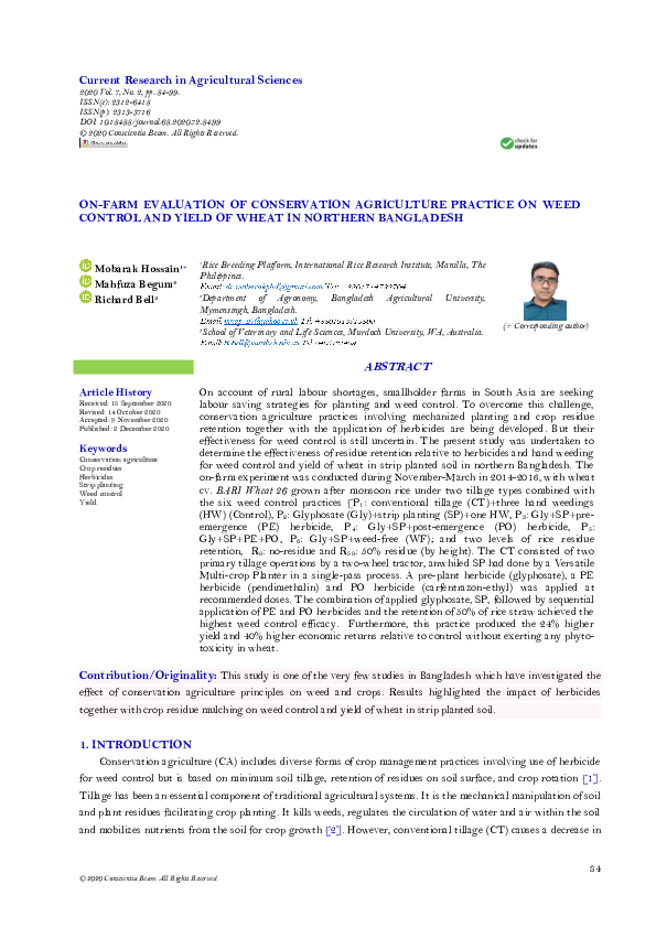 (PDF) On-Farm Evaluation of Conservation Agriculture Practice on Weed ...